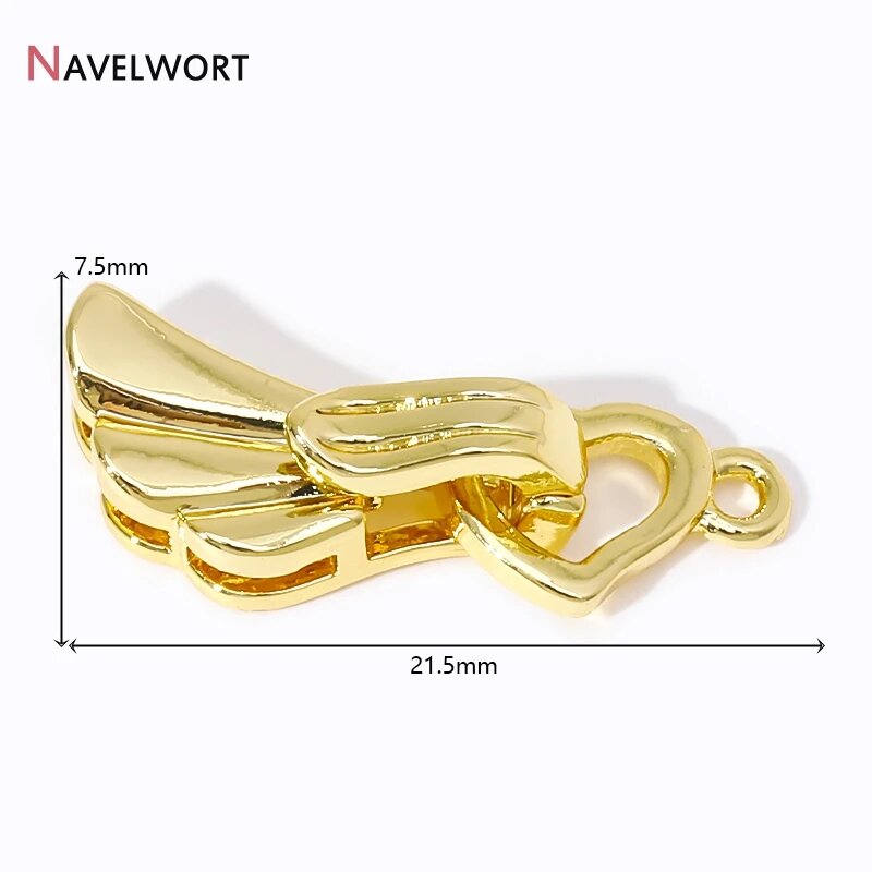 Крючковые застежки NAVELWORT «Крылья ангела» из латуни с позолотой 18K 4 pieces, 18K gold plated