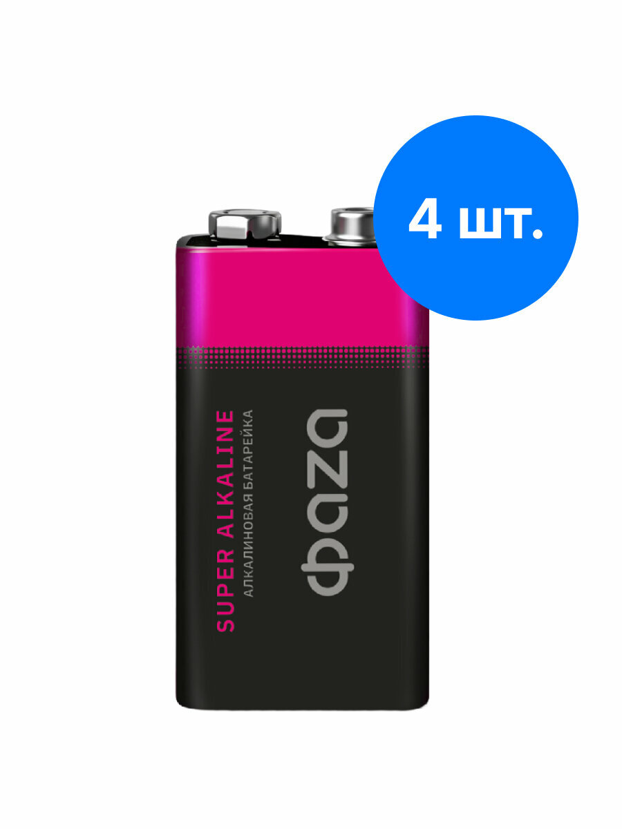 Батарейка ФАZА Super Alkaline 6LR61-BL1 крона (комплект из 4 шт.)