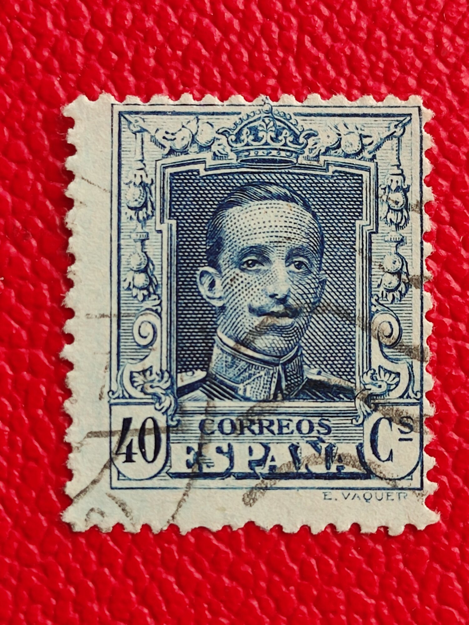 Марки Испания 1922. Красивый брак-смешение штампа: "Король Альфонсо XIII". Редкость см фото