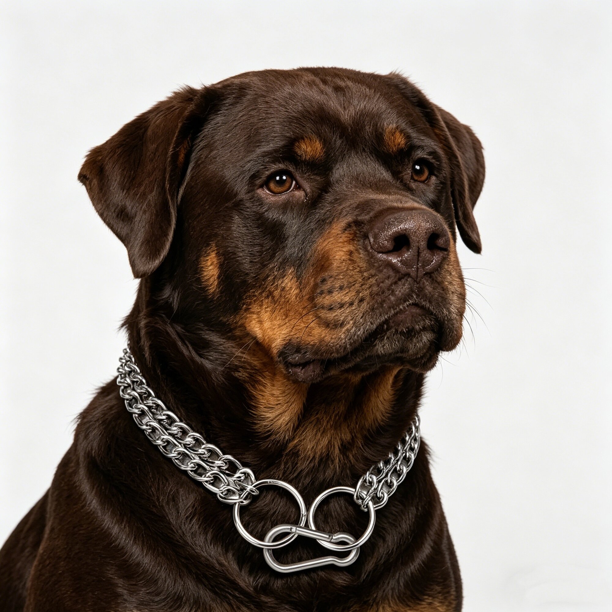 Ошейник для собак Cuban Link из нержавеющей стали, противоскользящий, с двойными усиленными кольцами, регулируемый, роскошный серебристый, 40 см