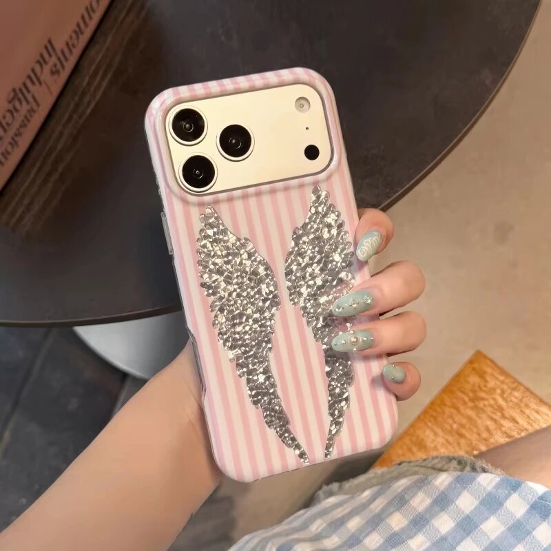 Милый блестящий чехол для телефона с крыльями ангела для iPhone 15 16 17 Pro For iPhone 17Pro Max