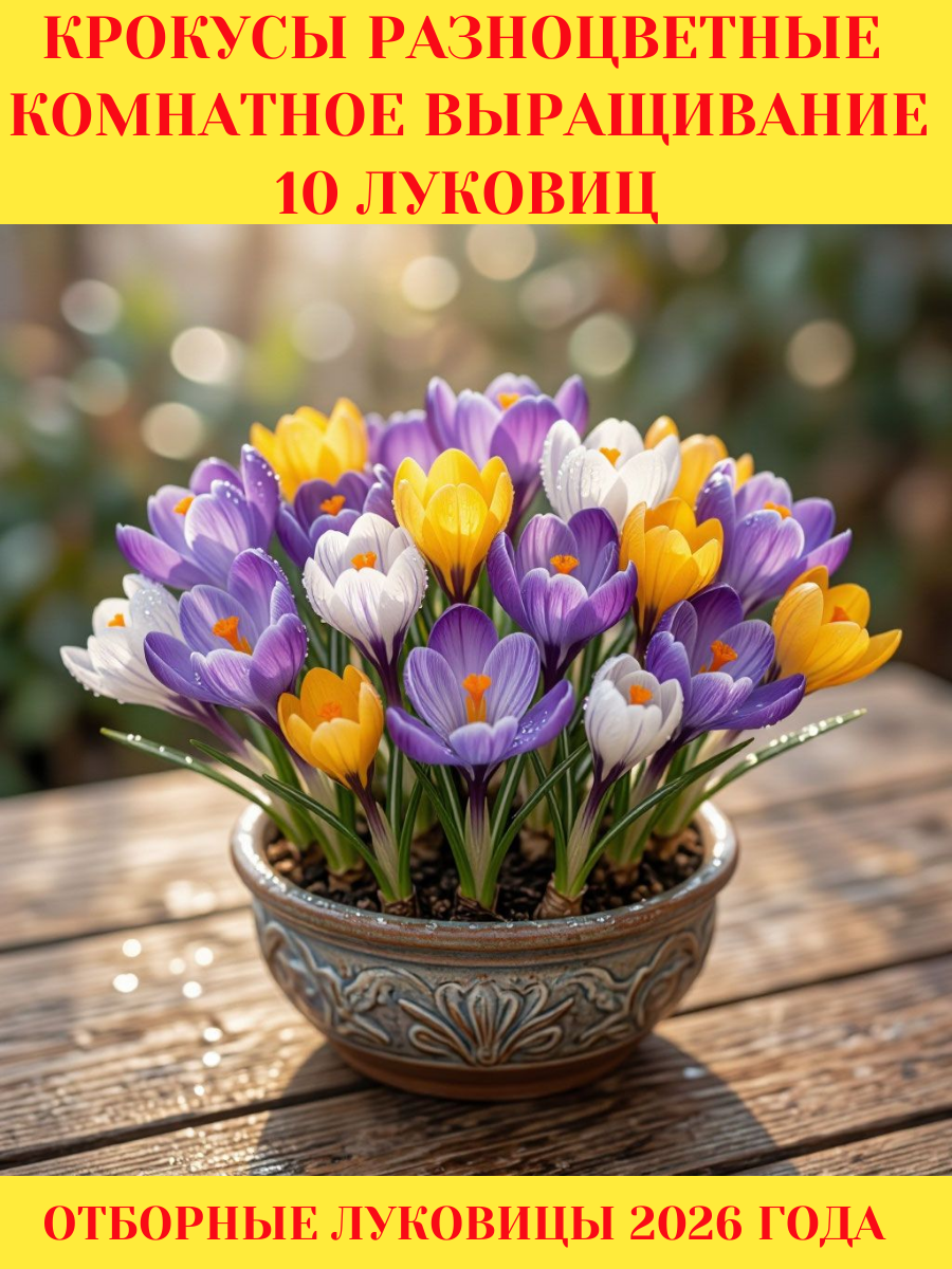 Крокусы, для комнатного и открытого грунта, морозостойкие до -34, 10 луковиц