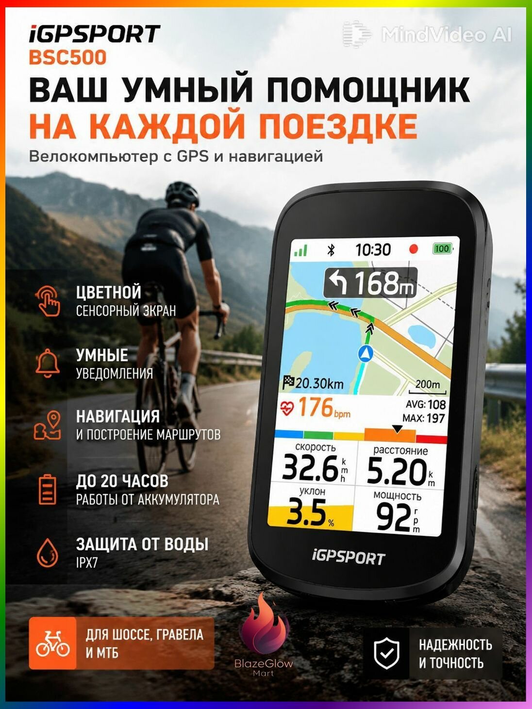 IGPSPORT, BSC500 велокомпьютер для шоссейных велосипедов с интеллектуальной навигацией