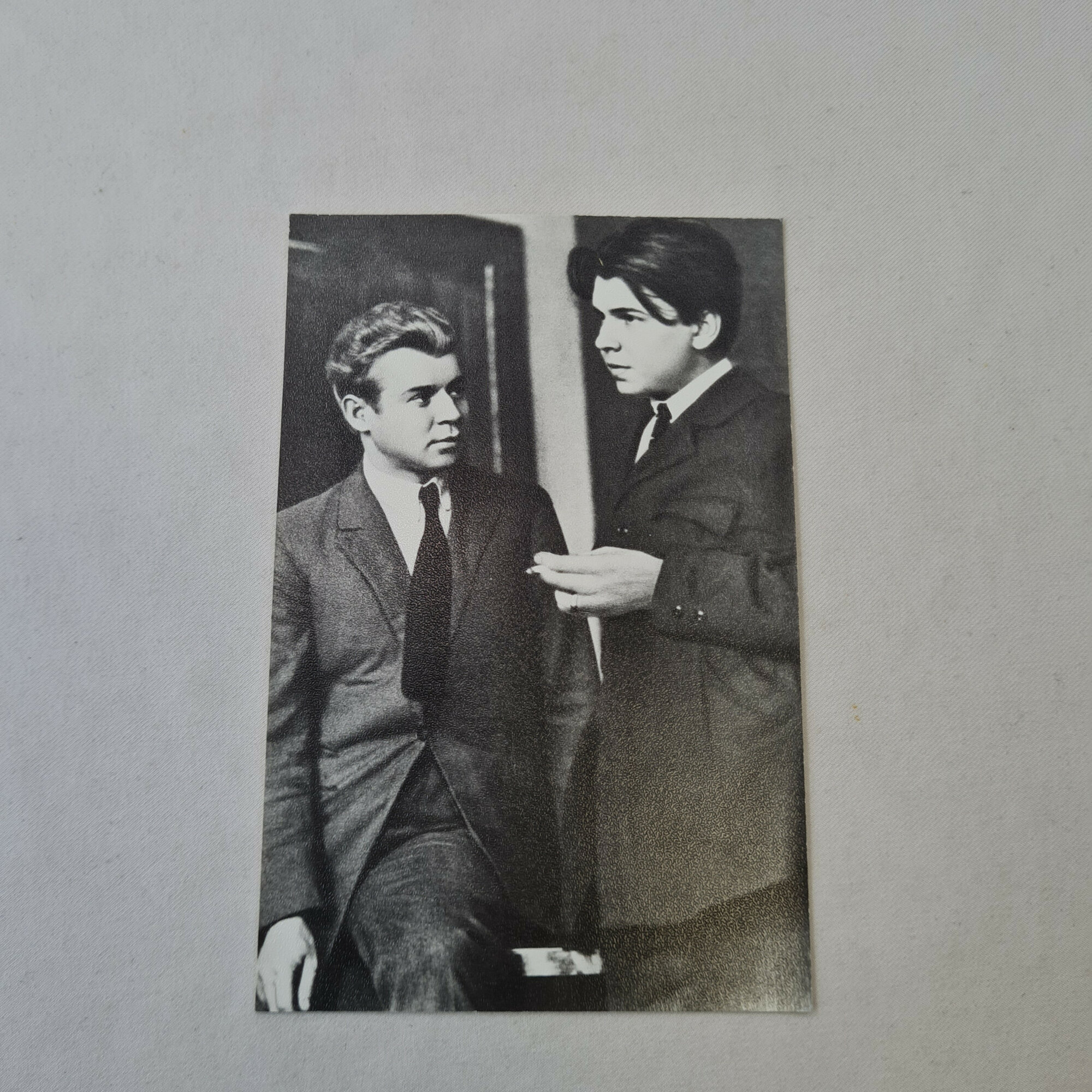 Открытка советская СССР. Сергей Есенин и Лев Леонов, Москва, писатель, черно белое фото, винтаж