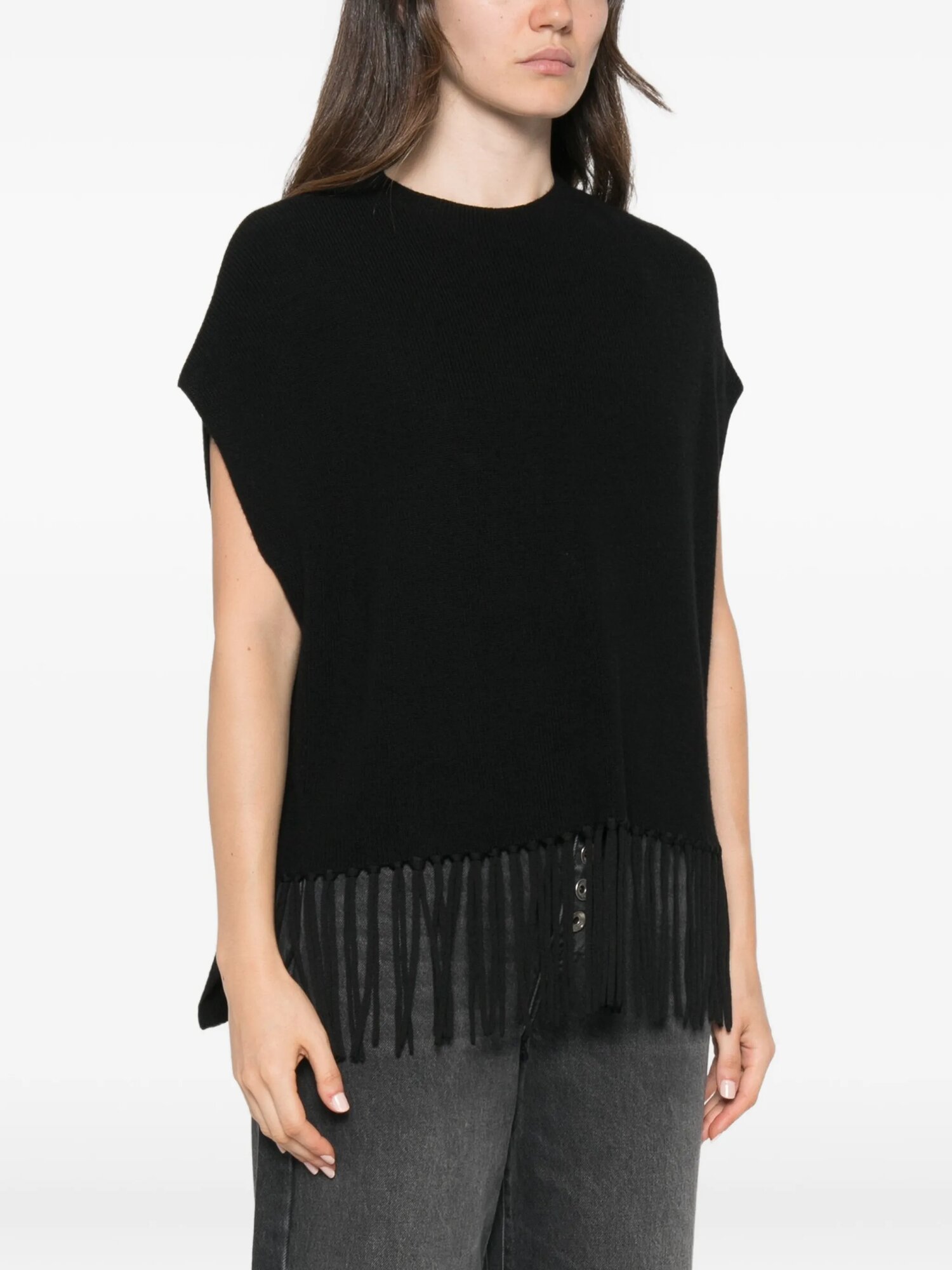 Накидка PATRIZIA PEPE Fringe-trimmed poncho, размер OneSize — фото 1