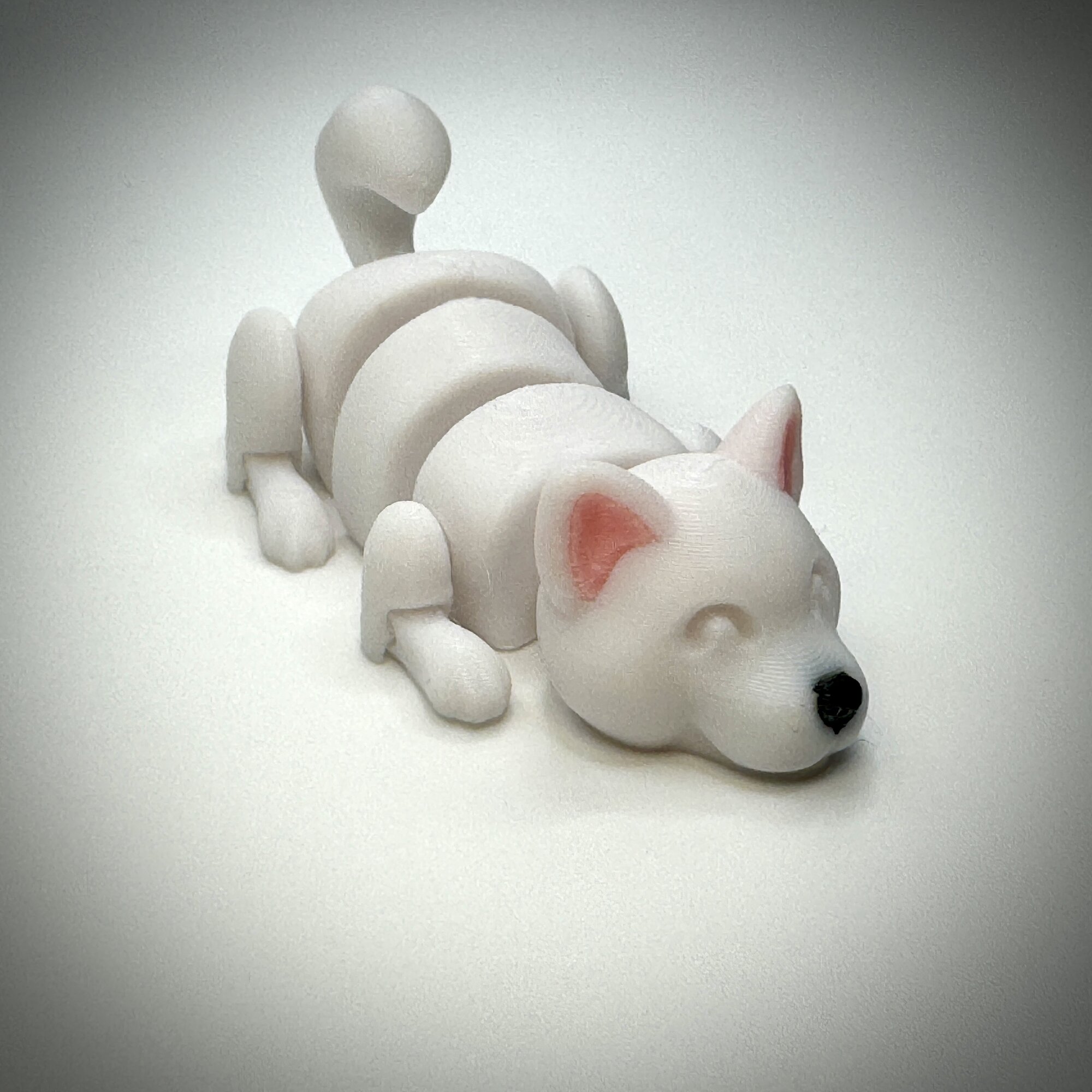 Снежно-белая 3D-печатная многосуставная скульптура сиба-ину, современный декор для офиса и дома