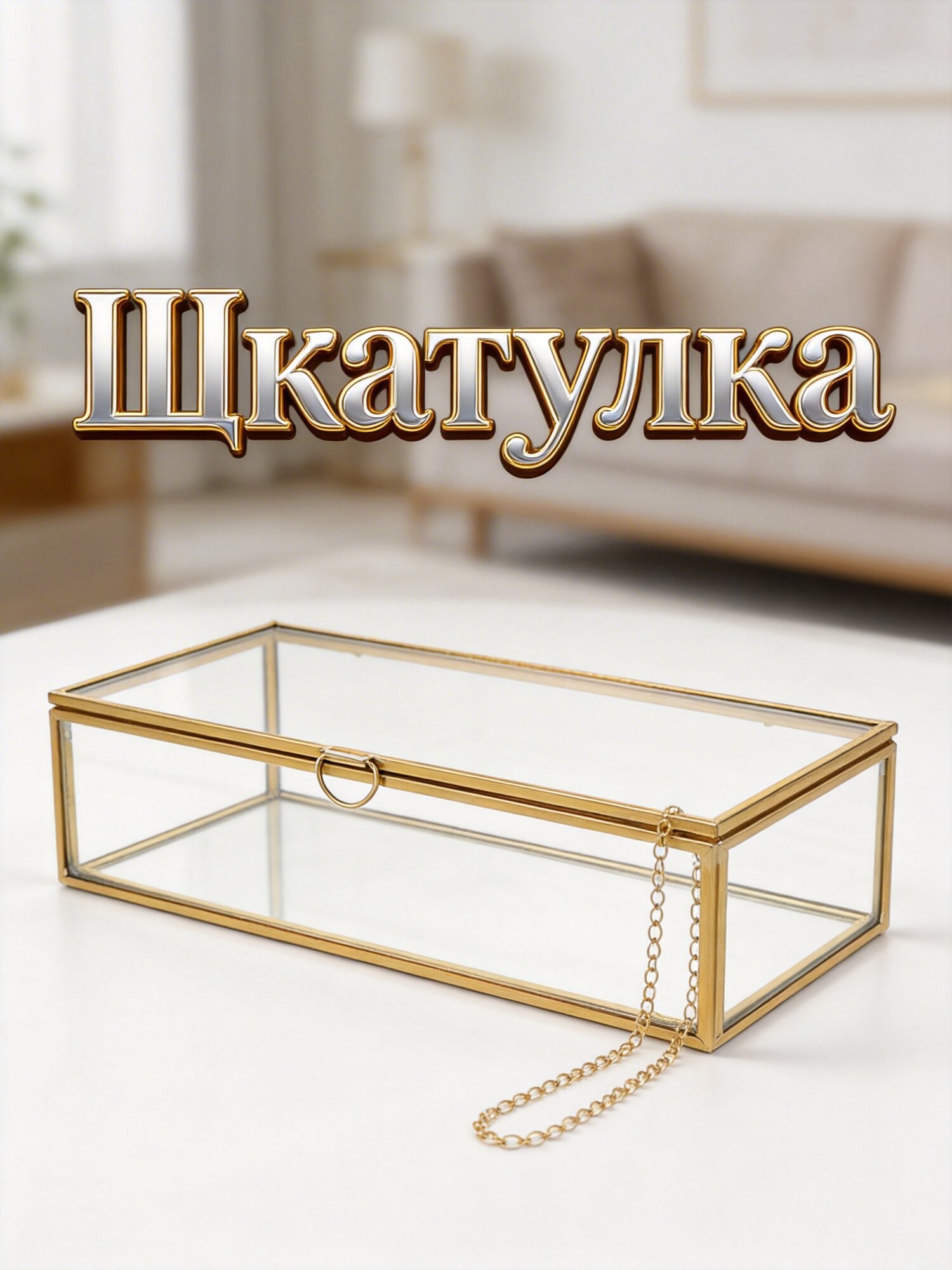 Стеклянная винтажная шкатулка для украшений с металлической крышкой для домашнего декора