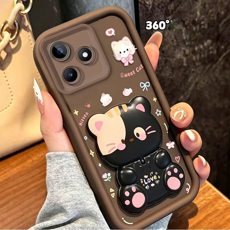 Чехол для Realme C63 realme C61 realme note 60 REALME NOTE 60X 4G с защитой камеры, с мультяшным кронштейном JTXMMZJ01