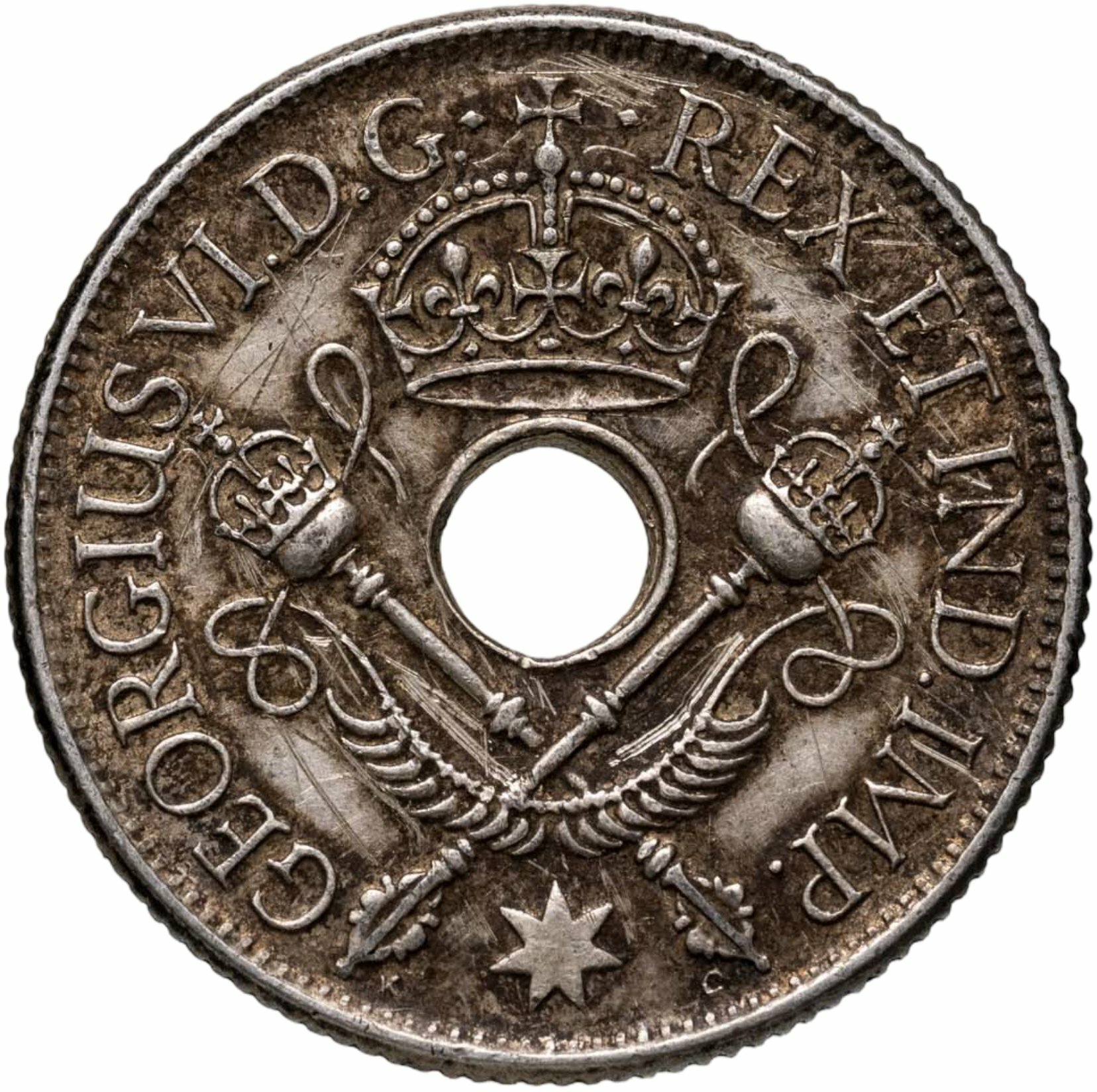 Новая Гвинея 1 шиллинг shilling 1938, Серебро 925, в сохранности XF