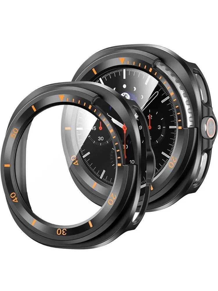 Чехол для Samsung Galaxy Watch 8 Classic 46mm (2025) со встроенным защитным стеклом для экрана