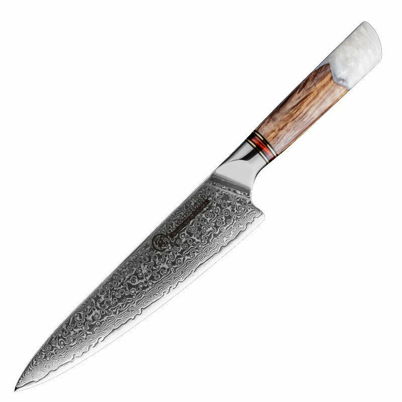 Кухонный нож из дамасской стали для нарезки и резки, с углеродистым лезвием, подходит для домашнего использования