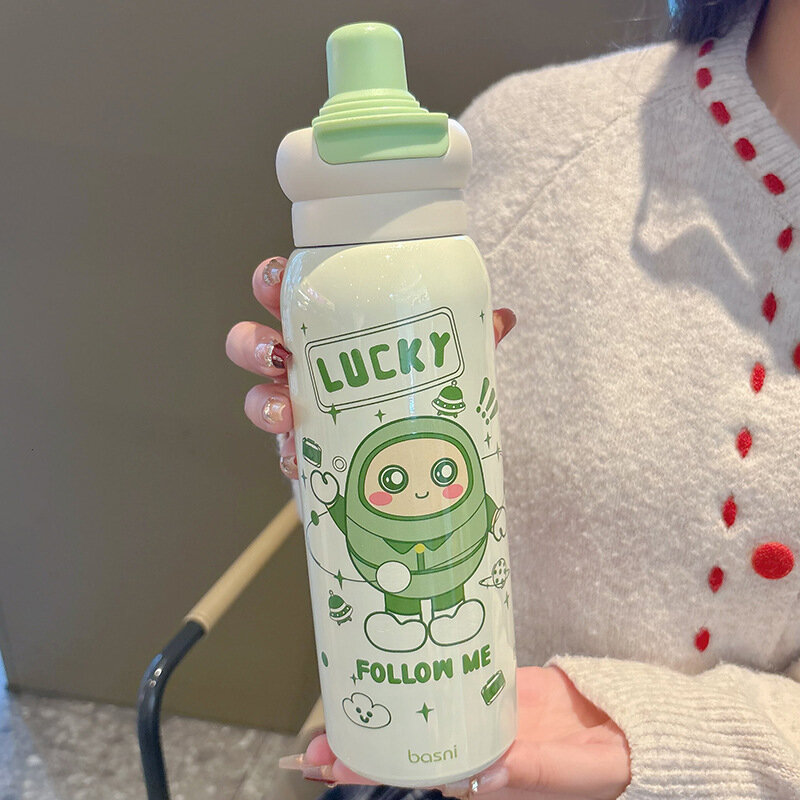 Новый детский спортивный термос Lucky Egg Little Milk Cup с керамической внутренней вставкой, милый и индивидуальный дизайн для использования в школе.
