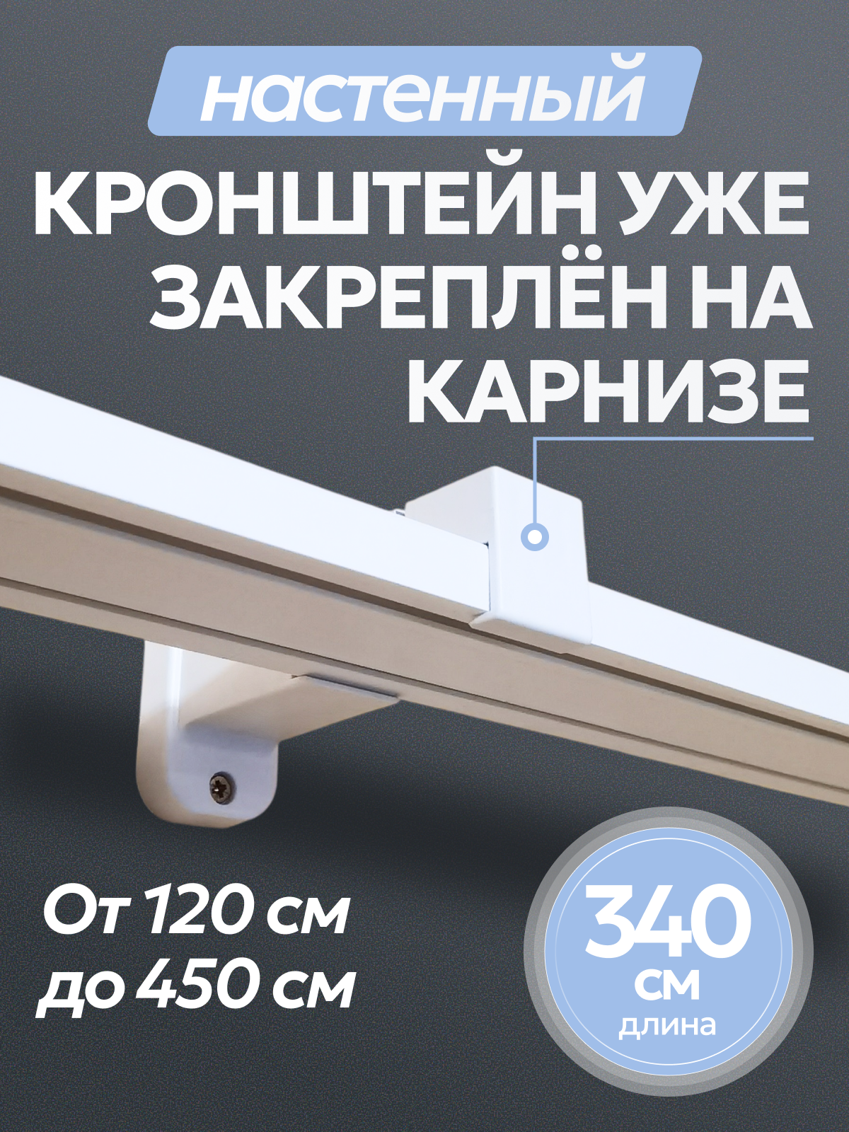 Карниз для штор настенный двухрядный 340.