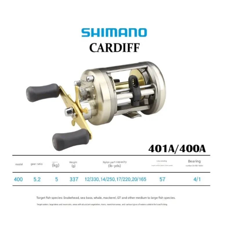 Shimano CARDIFF 301A 401A Рыболовная катушка для ловли черной крупной рыбы с лодки