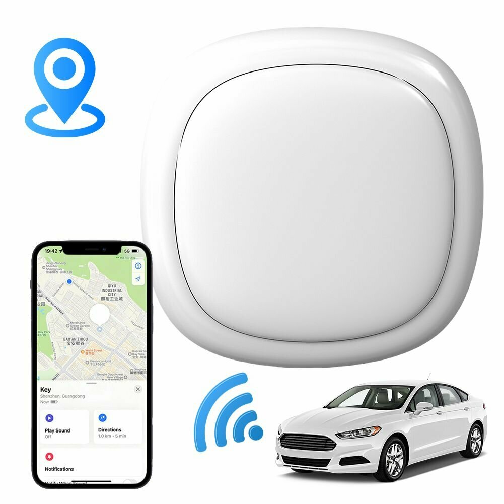 Магнитный автомобильный GPS-трекер с питанием от батарейки CR2032, белый