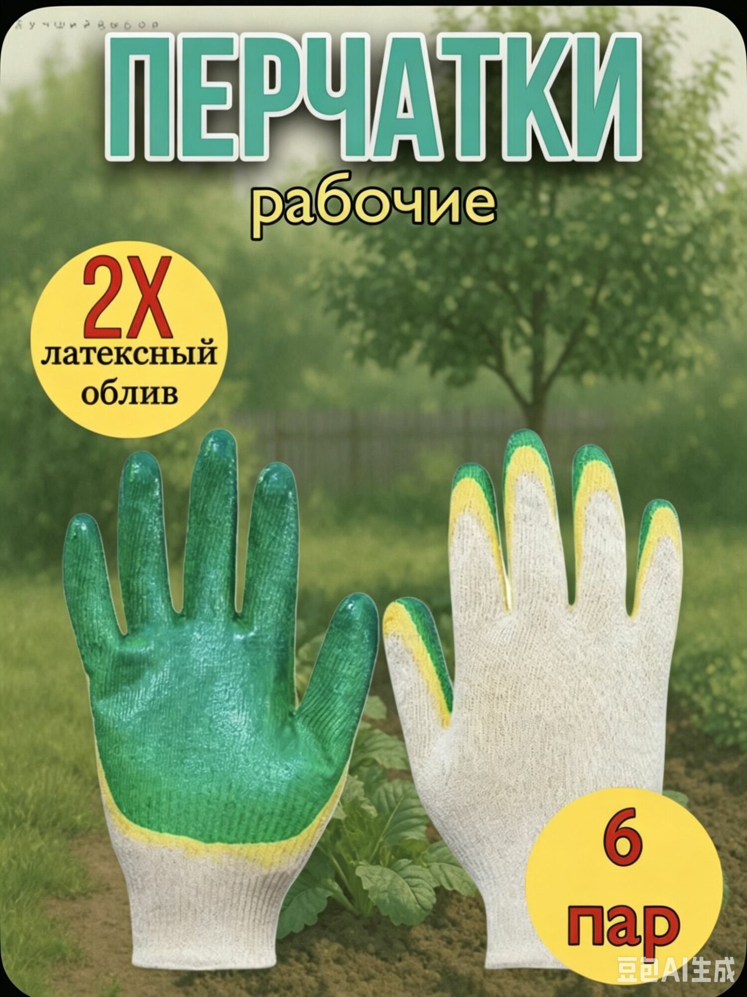 Перчатки хозяйственные, размер Универсальный, 6 пар для дома для уборки