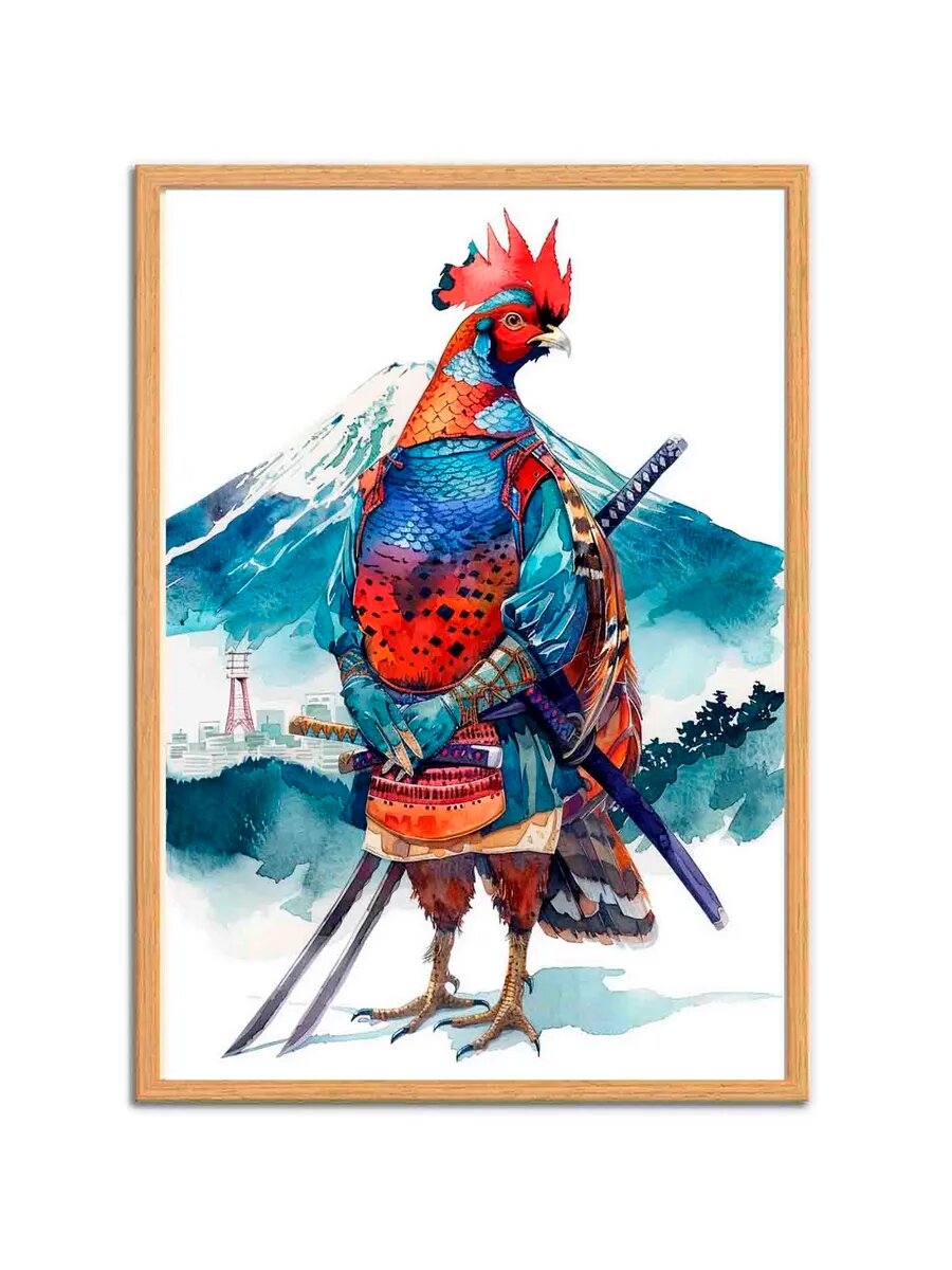 Обыкновенный фазан животное Самурай 5, Плакат 30x42см
