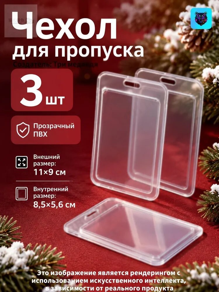 Прозрачный пластиковый чехол для пропуска, водонепроницаемый
