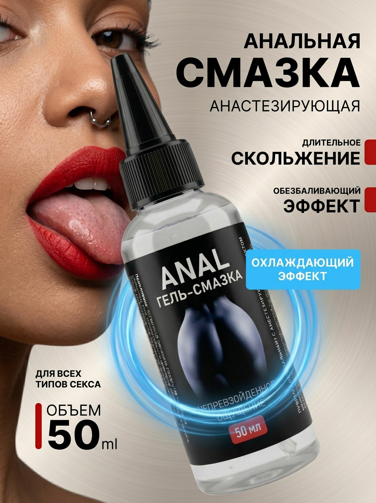 Смазка для анального секса обезболивающая, лубрикант, анальная смазка 50 мл