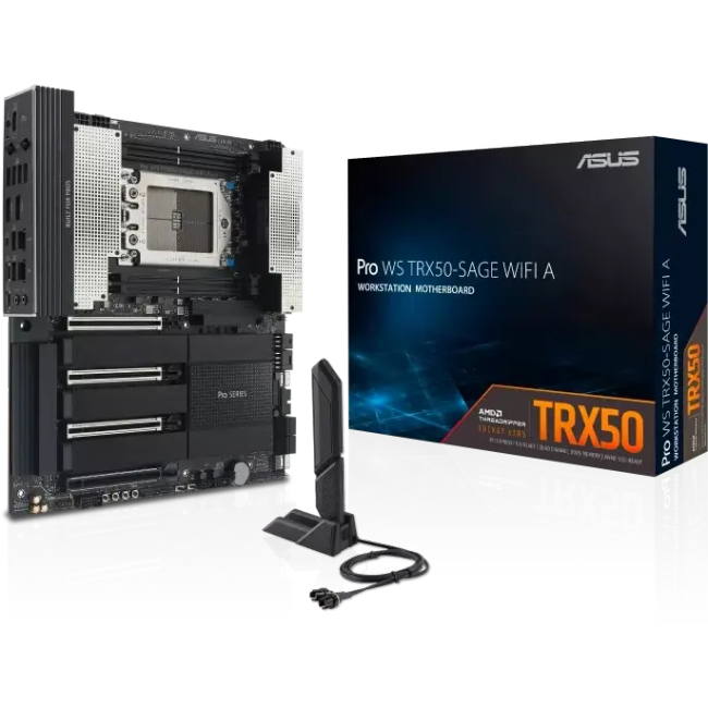 ASUS PRO WS TRX50-SAGE WIFI A, AMD TRX50, 4*DDR5, 4*SATA, 3*M.2, 2 x SlimSAS, 6*USB 3.2, 1*USB 2.0, Type-C, DP, 4*PCIx16
