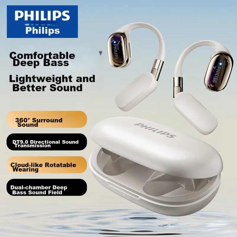 Открытые беспроводные наушники‑клипсы Philips TAT5739 без погружения в ухо, длительное время работы, White