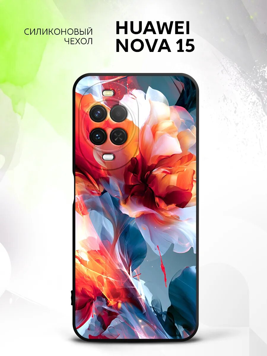 Чехол на Huawei Nova 15, Хуавей Нова 15 бампер, противоударный, с картинкой цветочный принт