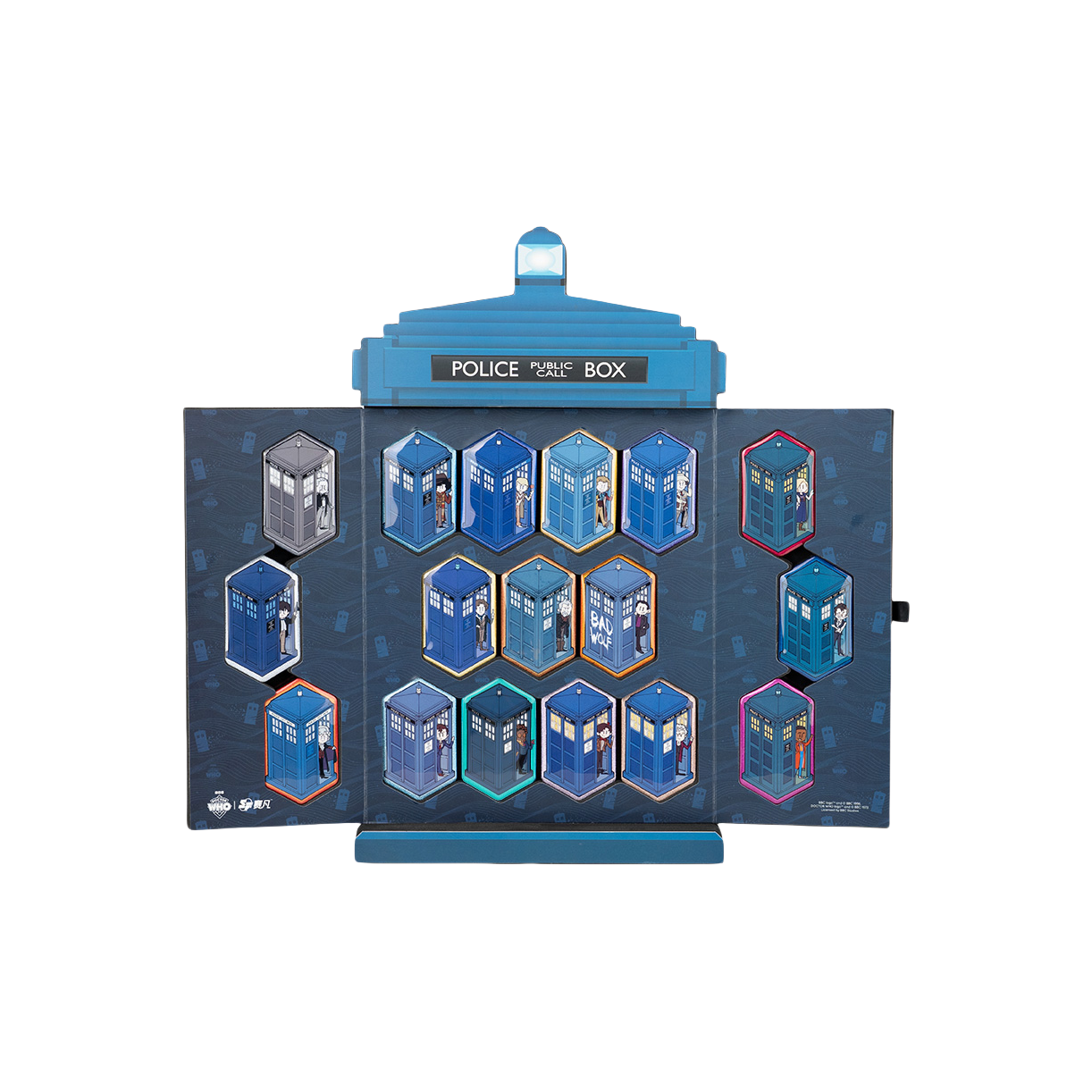 SCIFI Fanpace Doctor Who Mysterious Doctor's Self Research Dual Flash Hexagonal Metal Badge Badges