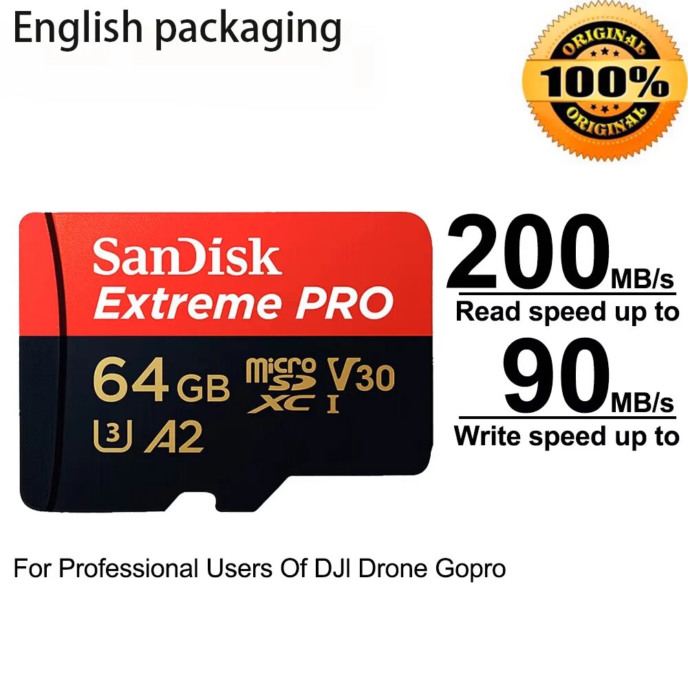 SanDisk Ultra Extreme PRO Micro SD карта памяти 256 ГБ black card-64G