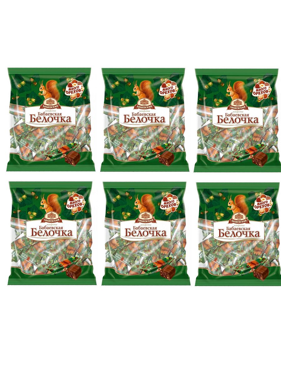 Бабаевский Конфеты Белочка шоколадные, 200 гр, 6 шт