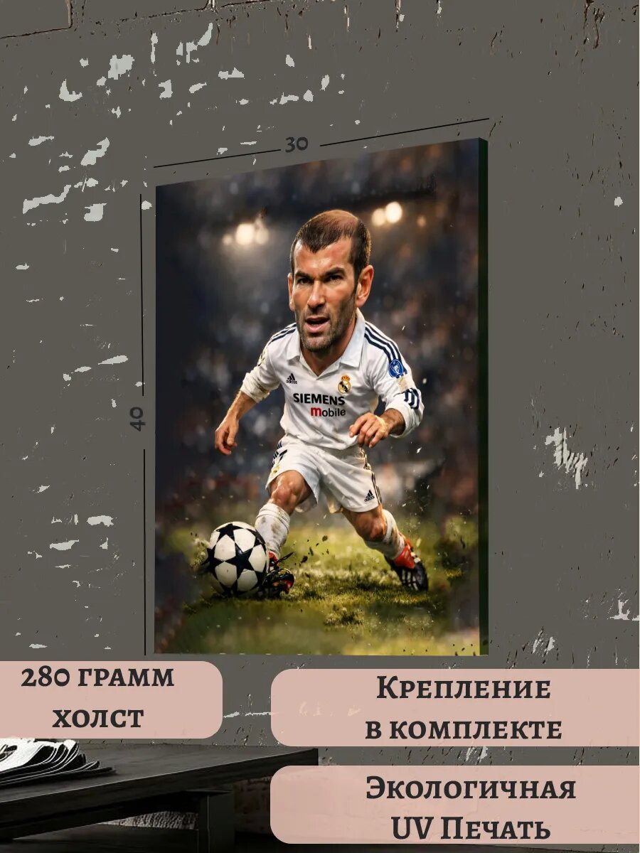Картина 30х40 Чемпионат мира ЧМ-2026 Зидан Футболист