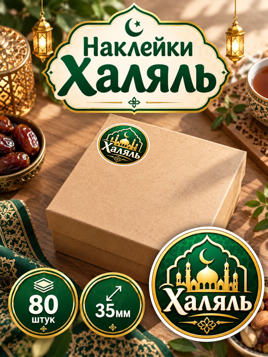 Наклейки "Халяль" для упаковки - 80 шт