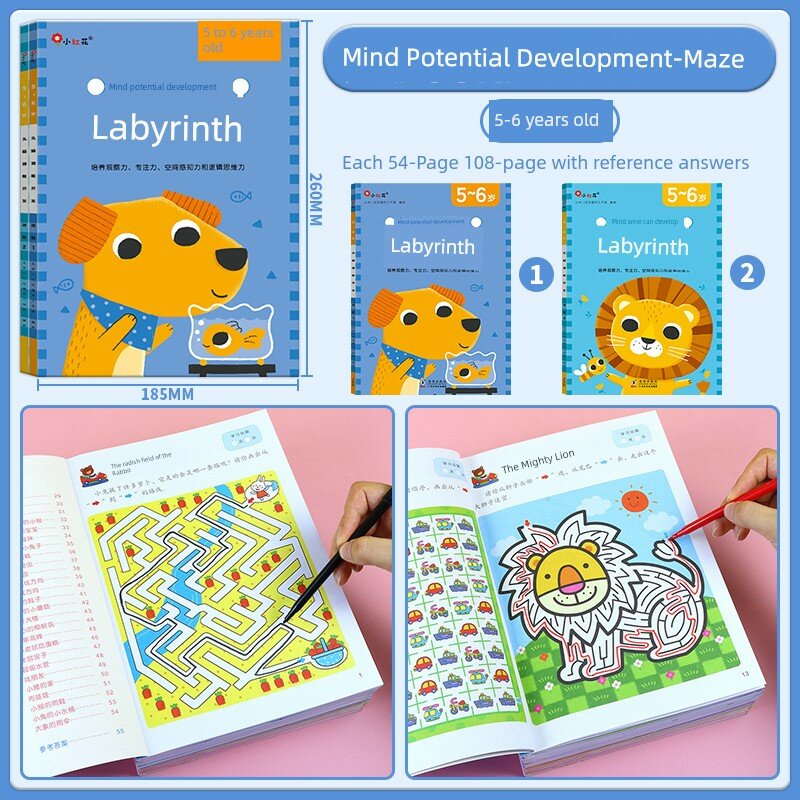 Книги-лабиринты для детей 5-6 лет: 2 книги с ответами, 112 страниц каждая