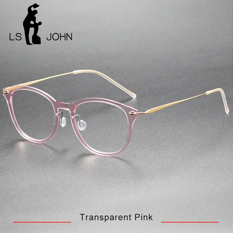 LS JOHN оправы для очков титановые круглые Transparent Pink, +125, Розовый