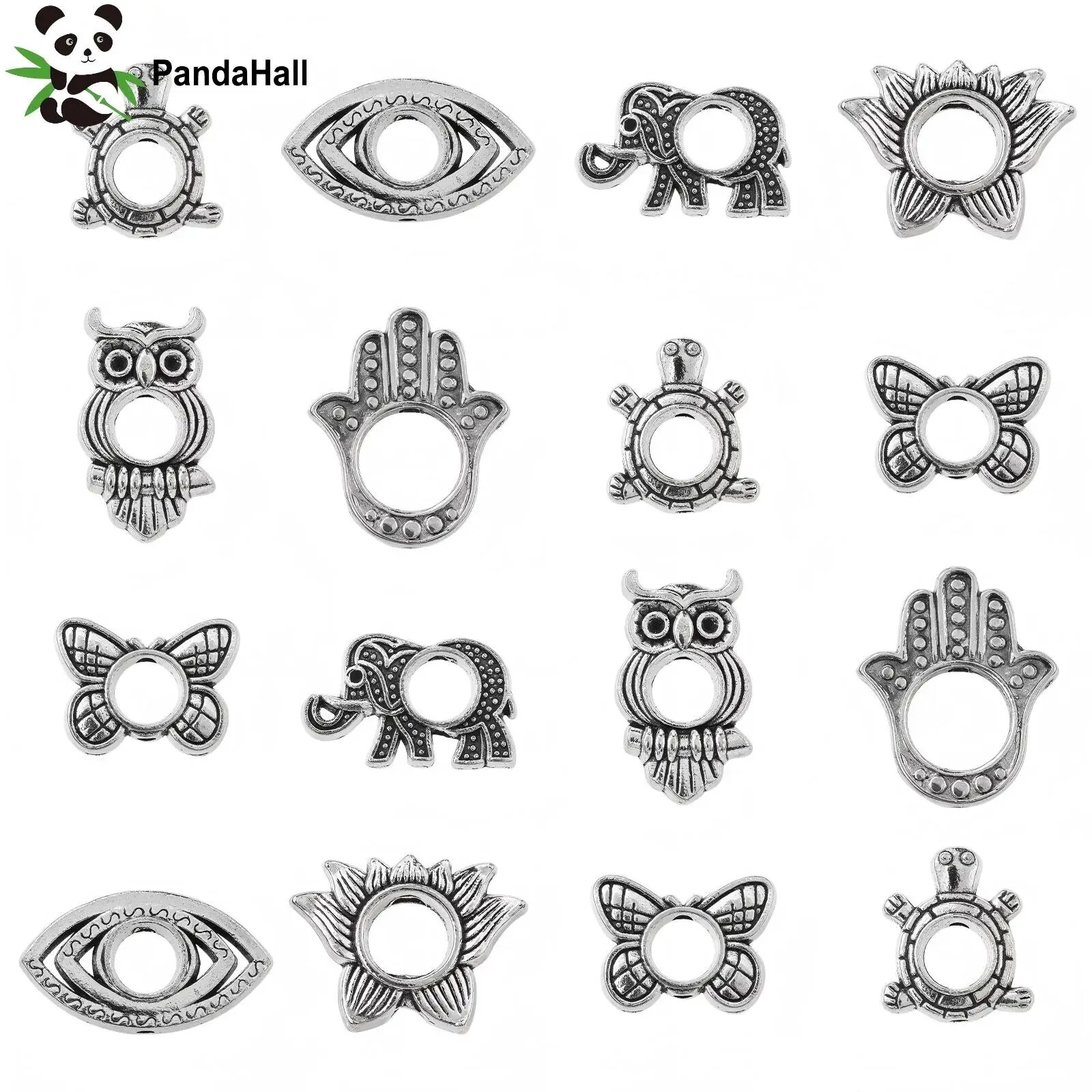 PandaHall серебряные рамки для бусин 70 шт, 7 стилей