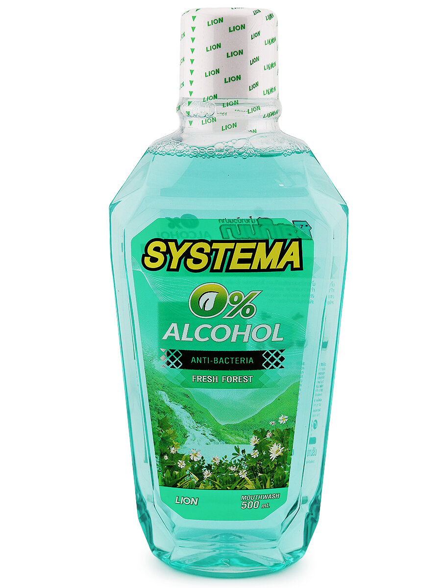 LION Ополаскиватель для полости рта бесспиртовой Лесная свежесть Systema Free Alcohol Mouthwash Green Forest, 500 мл