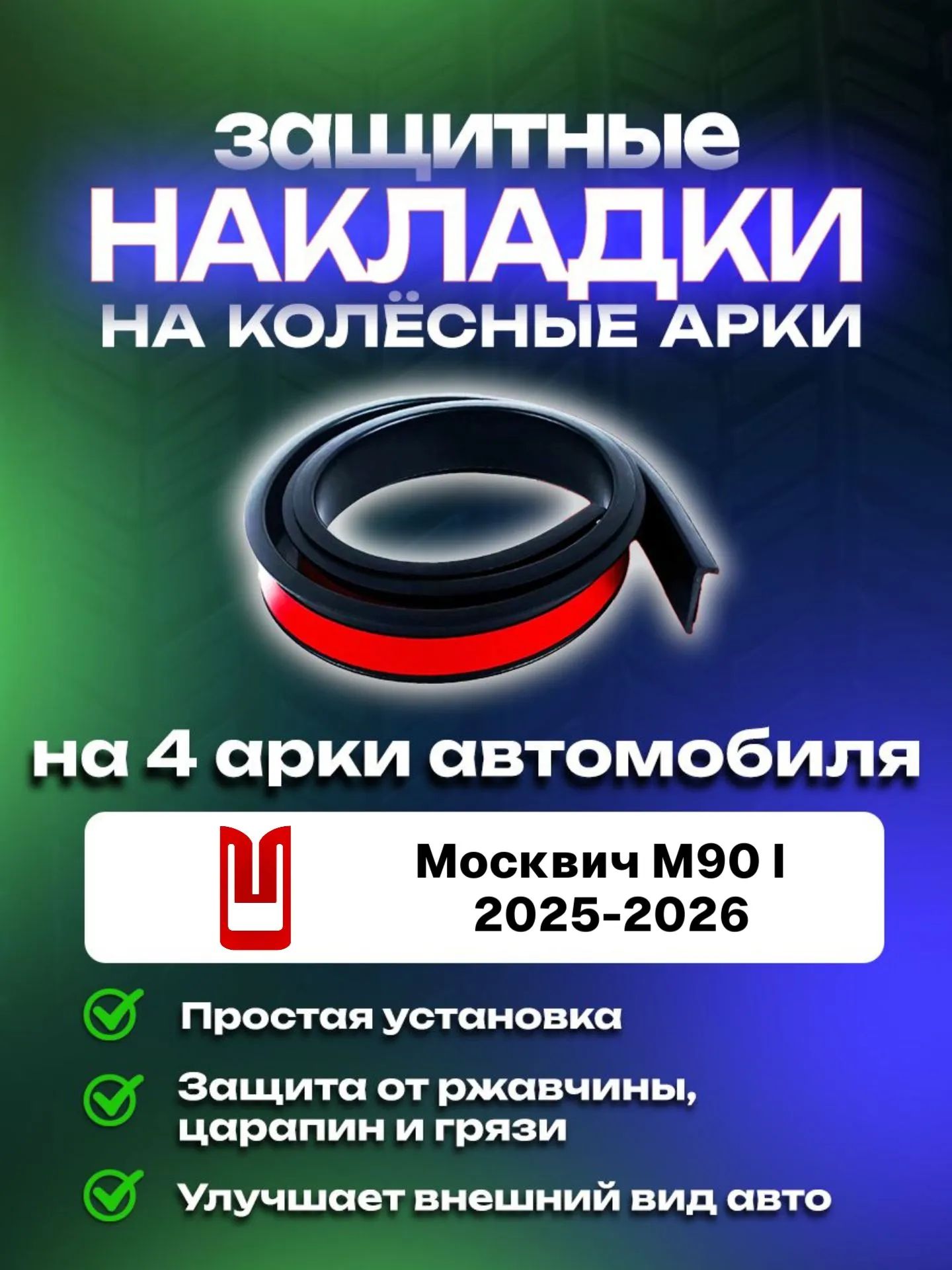 Накладки на арки автомобиля Москвич M90 I (2025-2026)/ Москвич М90 1 поколение защитные