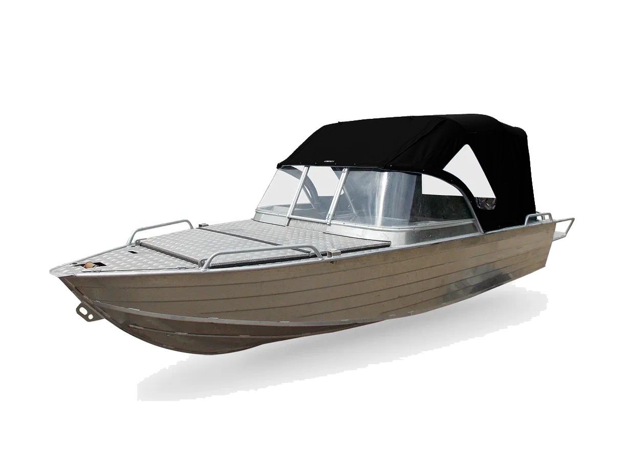 Wyatboat-460 DCM / Вятбот-460 ДЦМ. До рестайлинга. Тент с дугами с креплениями на штатное стекло