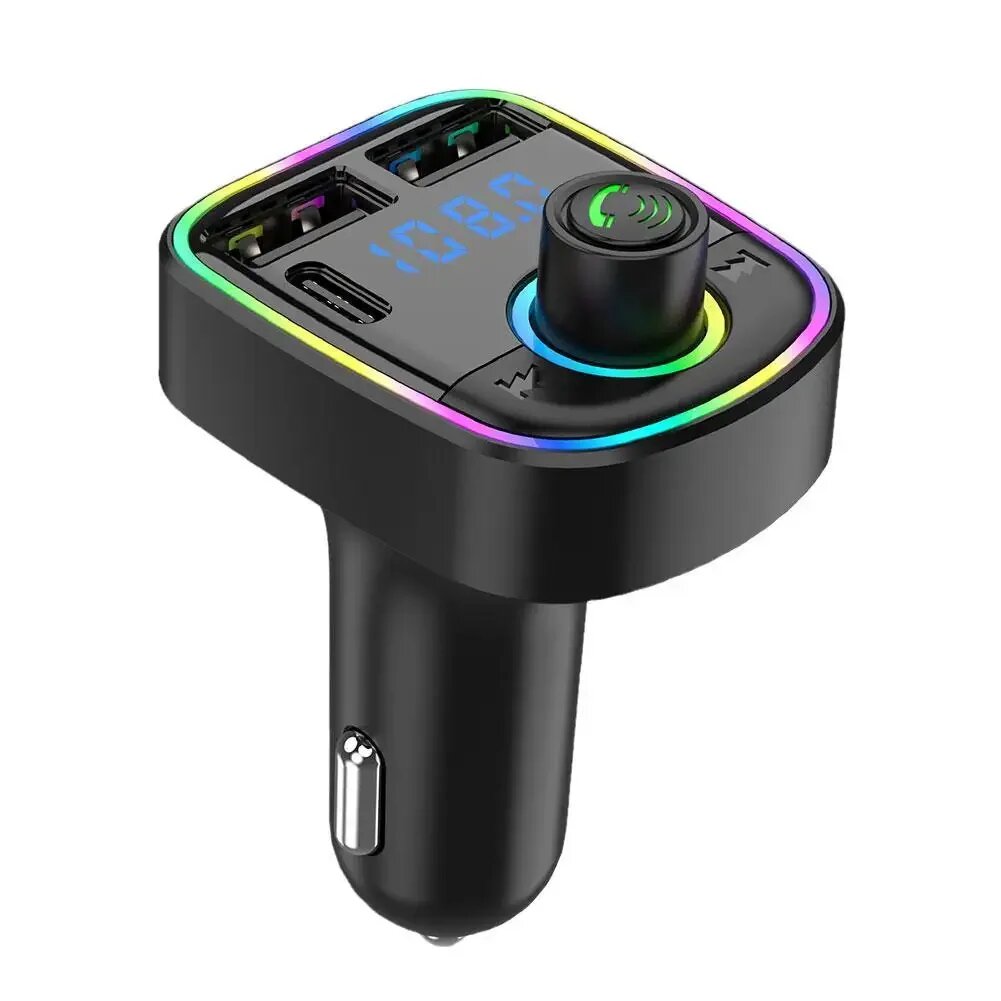 Автомобильный Bluetooth 5,0 FM-передатчик PD Type-C Dual USB Цветной модулятор Плеер Ambient MP3 Light 3.1A Handsfree C7W3