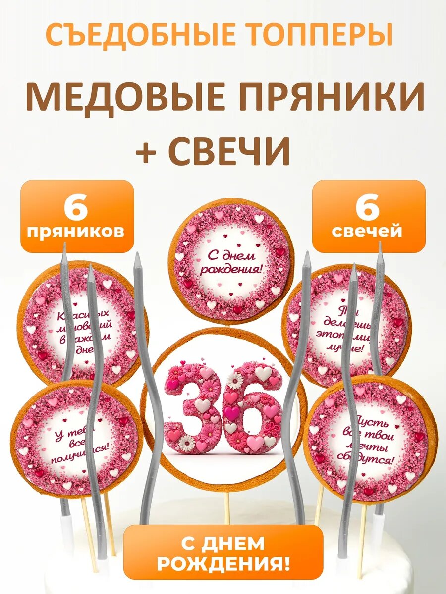 Топпер на торт 36 лет
