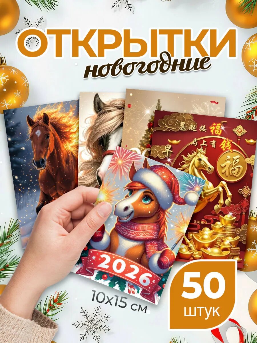 Открытки новогодние мини, 10х15
