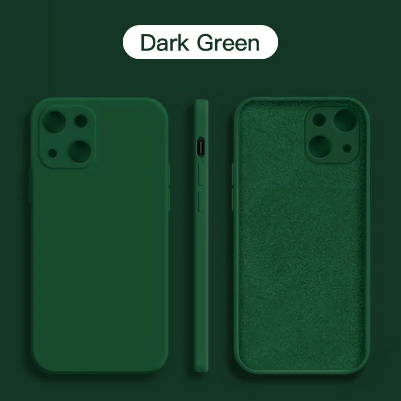 Оригинальный Жидкий Силиконовый Чехол Для iPhone Зеленый, Dark green, For iPhone 13 Mini