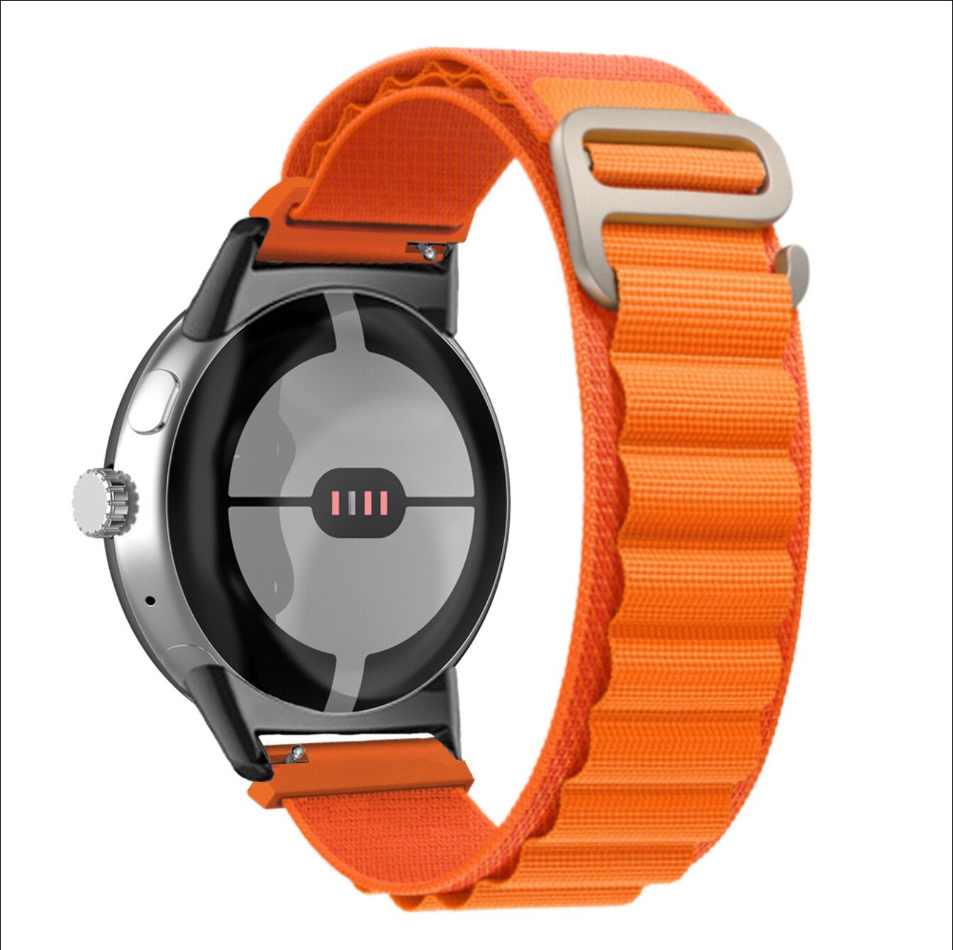 Сменный, тканевый ремешок-браслет MyPads Di Tessuto для умных смарт-часов Google Pixel Watch 4 45mm альпийская петля. Оранжевый