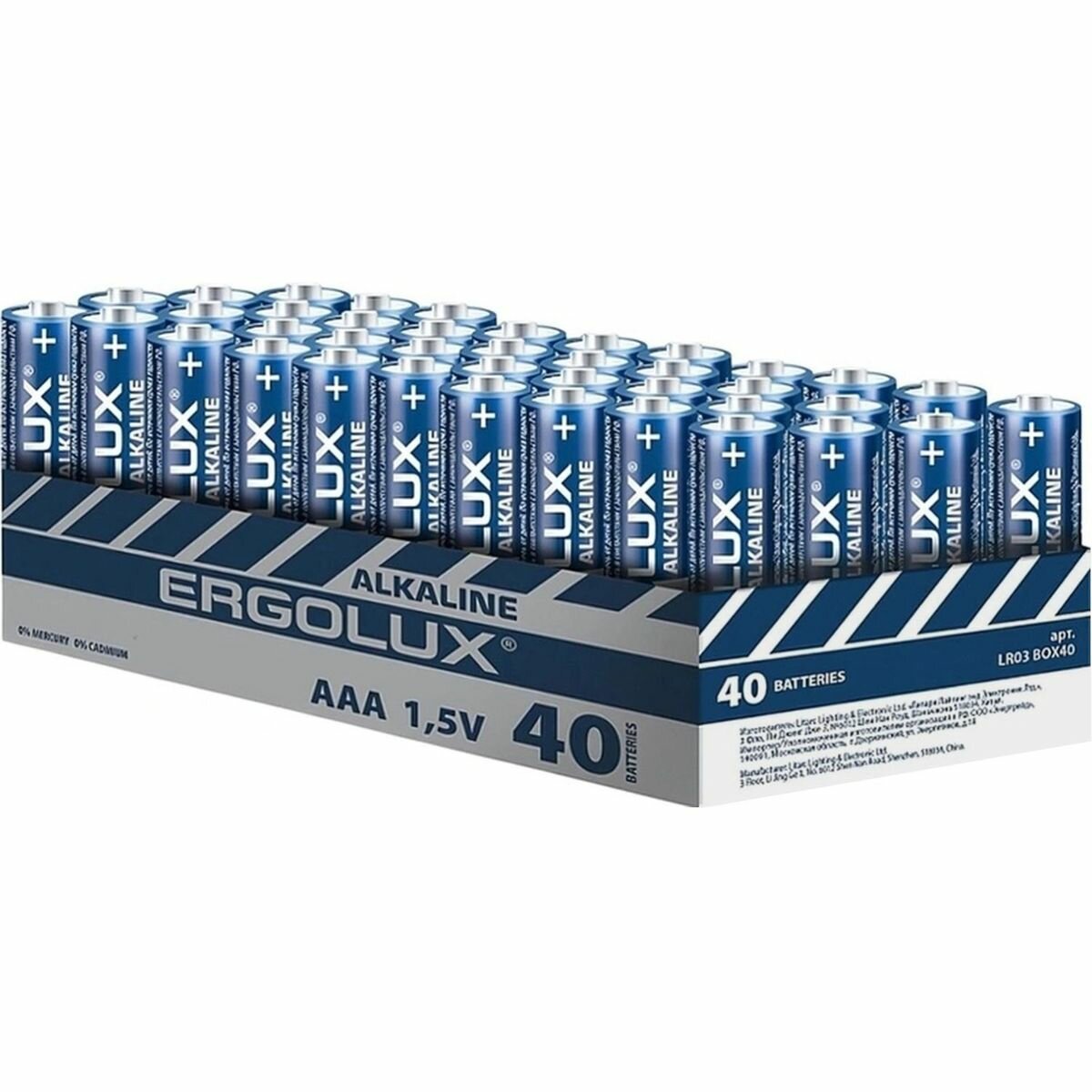 Батарейка Ergolux Alkaline BOX40 LR03 (промо, LR03 BOX40, 1.5В) 40шт/уп (1883037)