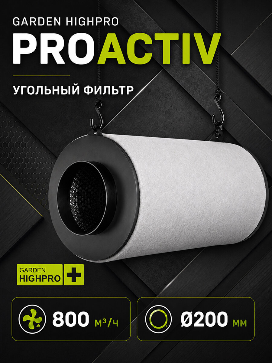 Угольный фильтр для очистки воздуха GARDEN HIGHPRO ProActive 800 куб. м./200 мм.