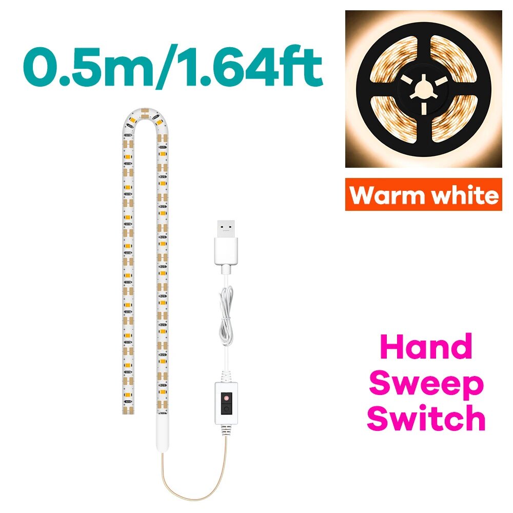 Светодиодная лента USB 12В датчик движения Warm White-50CM, NO Waterproof