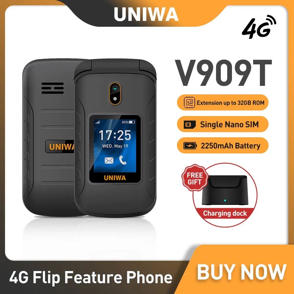 UNIWA Мобильный телефон V909T, черный