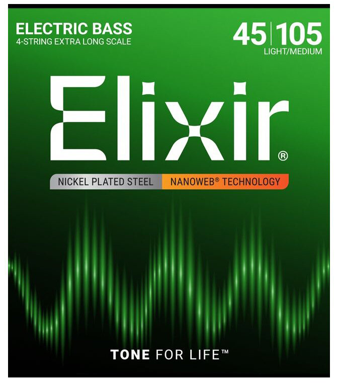 14087 NANOWEB Комплект струн для бас-гитары с мензурой более 34”, Medium, 45-105, Elixir