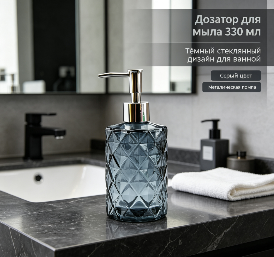 Флаконы-дозаторы из рельефного стекла, роскошные флаконы для жидкого мыла для ванной, флаконы с дозатором для лосьона.