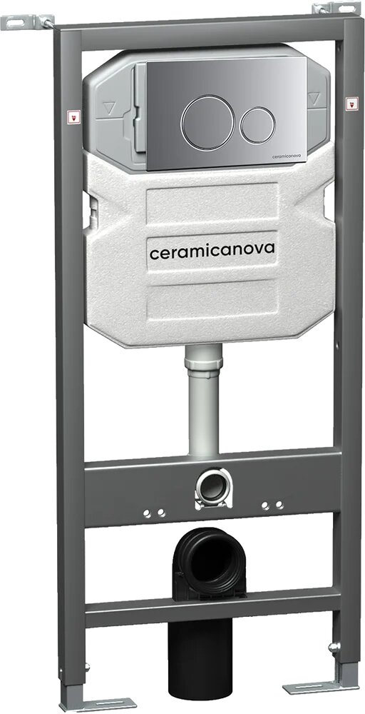 Инсталляция с кнопкой Ceramicanova Envision Round CN1001M 50 см, крепление к стене/к полу, кнопка для унитаза хром, матовая