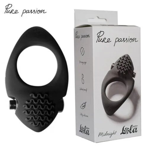 Lola Games Эрекционное виброкольцо Pure Passion Midnight black (8 см х 3 см)